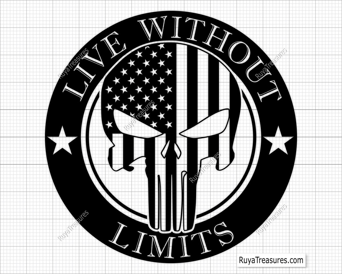 Punisher Skull Live Without Limits Svg Png – RuyaTreasures